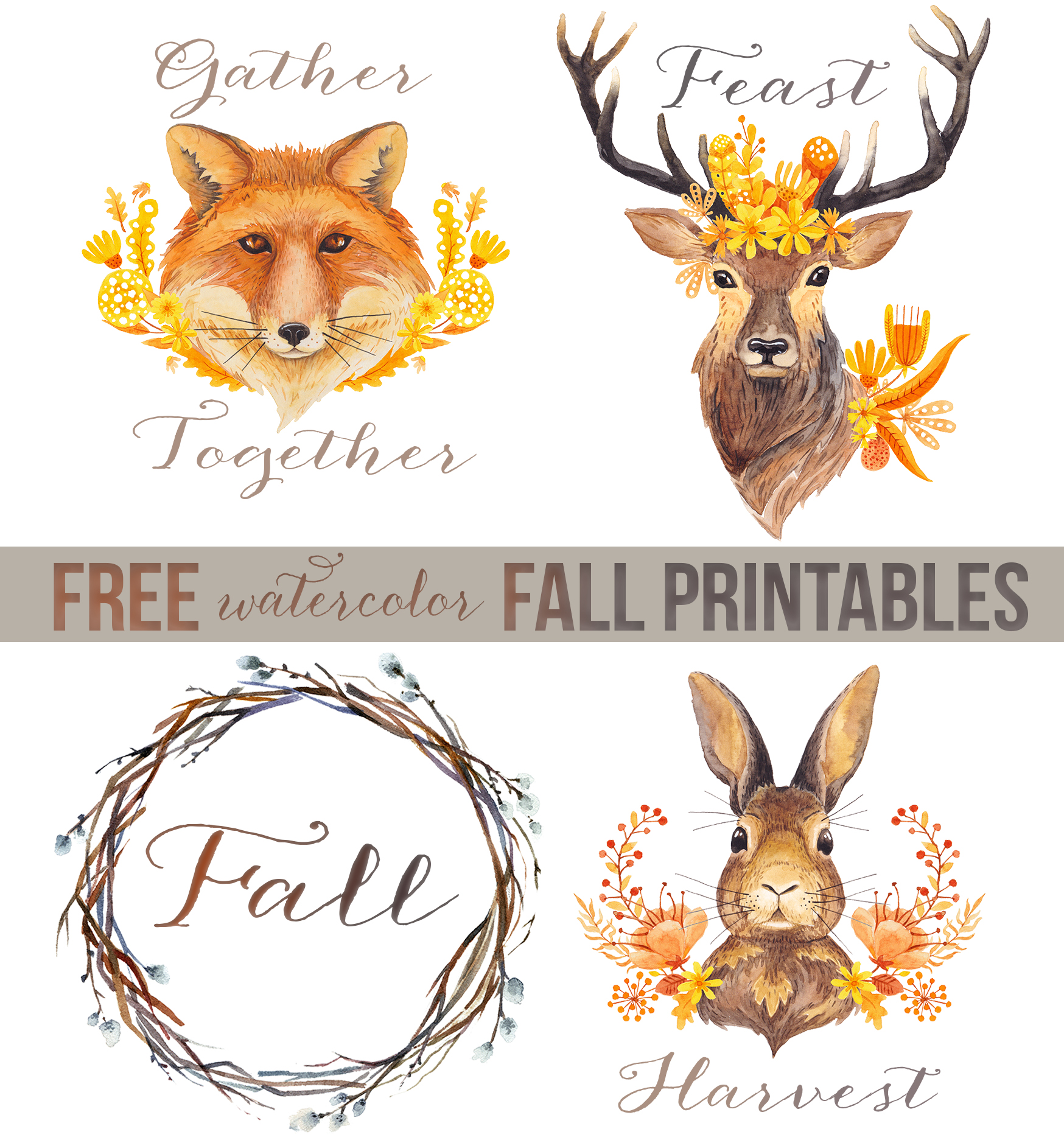 Woodland Watercolors + 35 Free Fall Printables - Beth Bryan