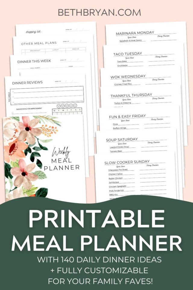 Free Weekly Meal Planner for Busy Moms - Beth Bryan