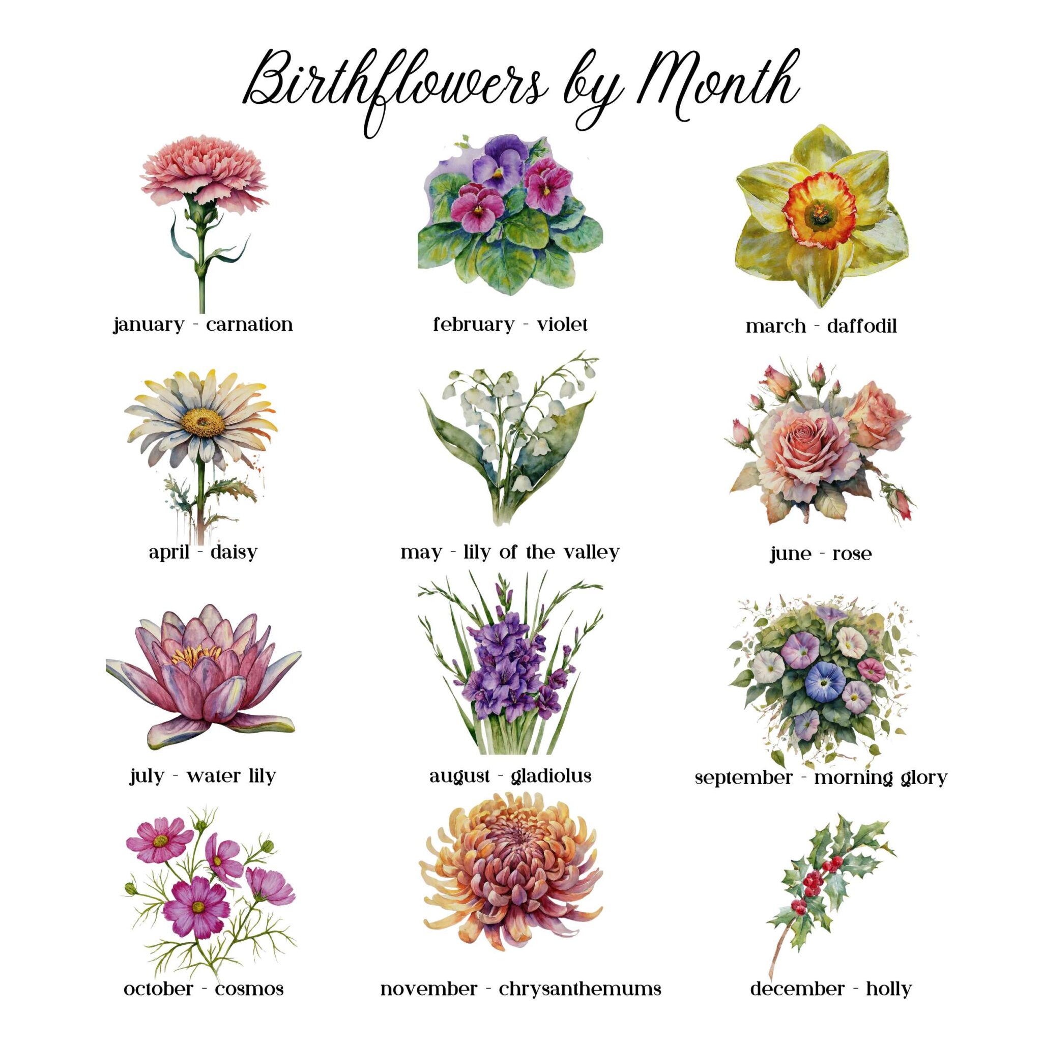 Monthly Birth Flower: Printable Art, Meanings, Gift Ideas & More