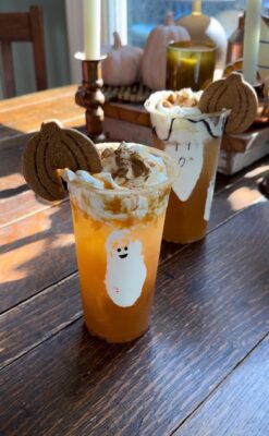 Marshmallow Ghosts in Glass with Spiced Apple Cider - Beth Bryan